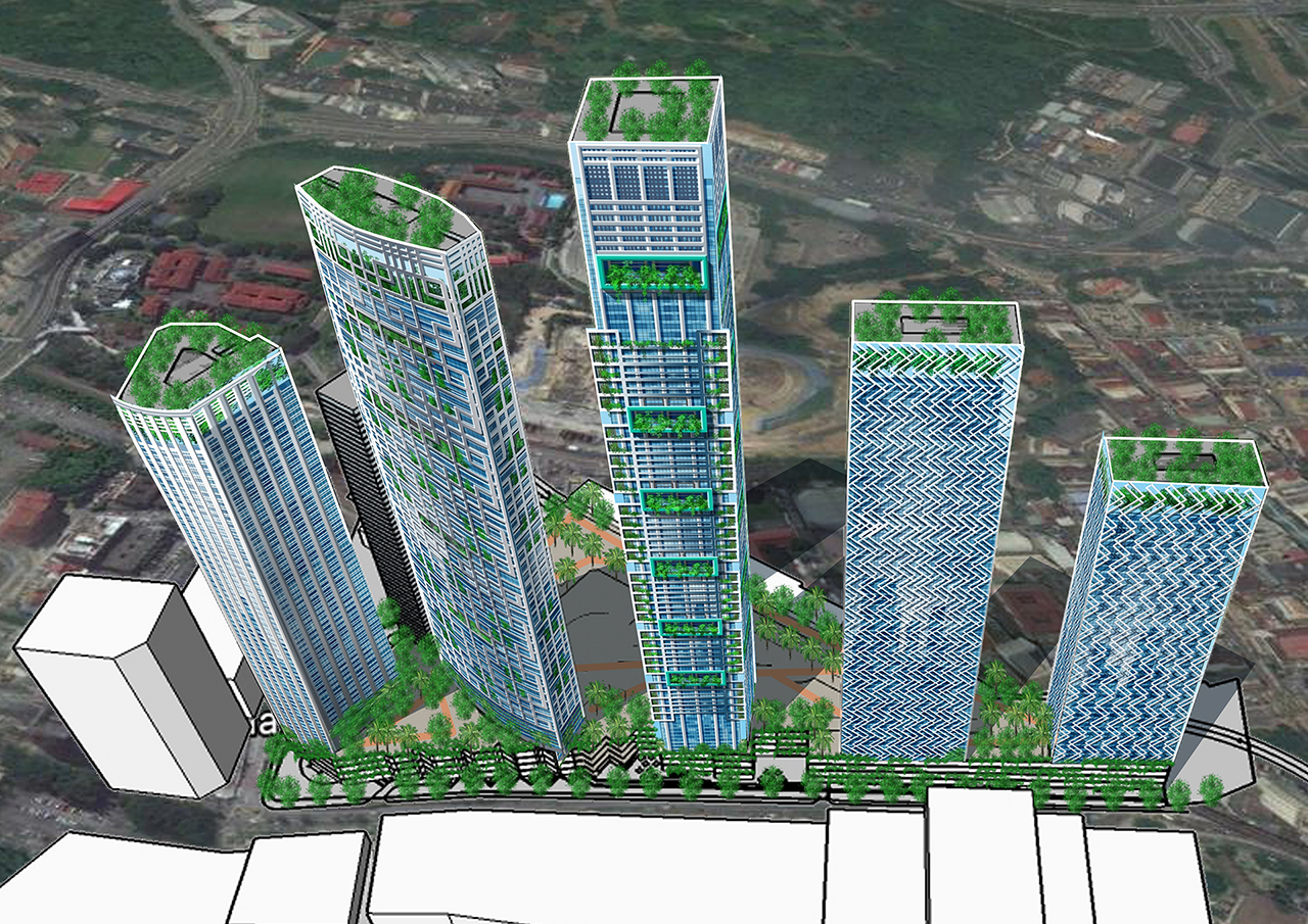 5 towers 3d mock up – architecture portfolio